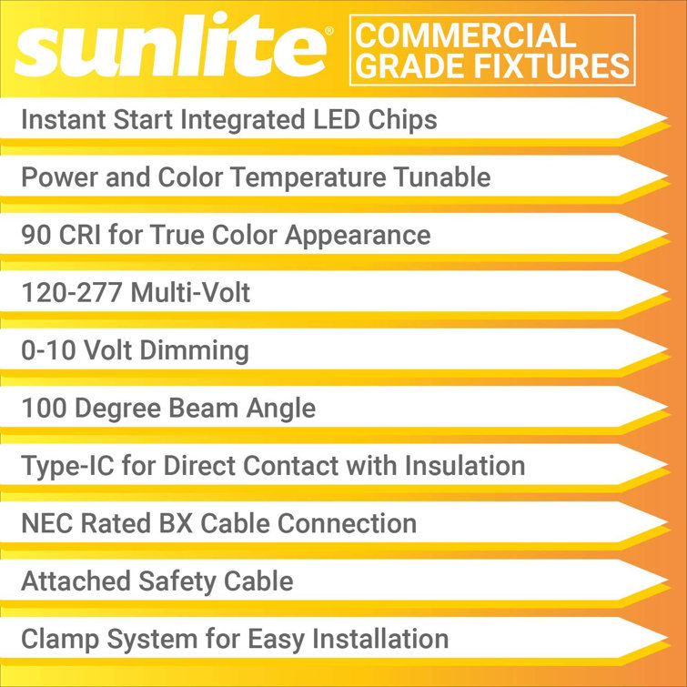 Sunlite 1 6- In. Led, Dimmable, Etl Listed, Round Recessed Downlight Fixture, Selectable CCT ...